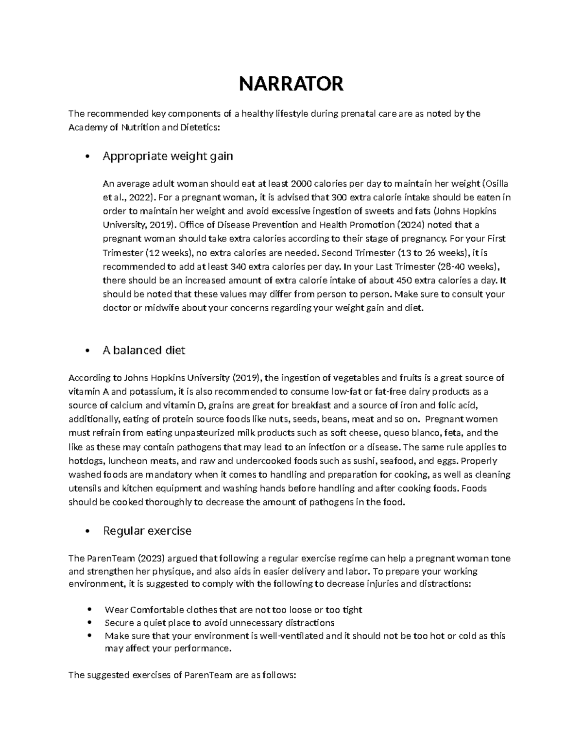 Narrator Script Research Lifestyle-and-Diet-Scene-3 - NARRATOR The ...