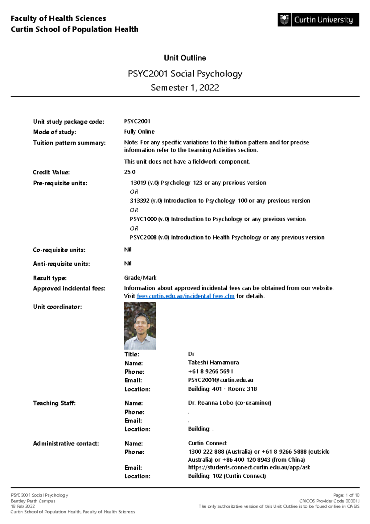 PSYC2001 Social Psychology Semester 1 2022 Bentley Perth Campus FO ...