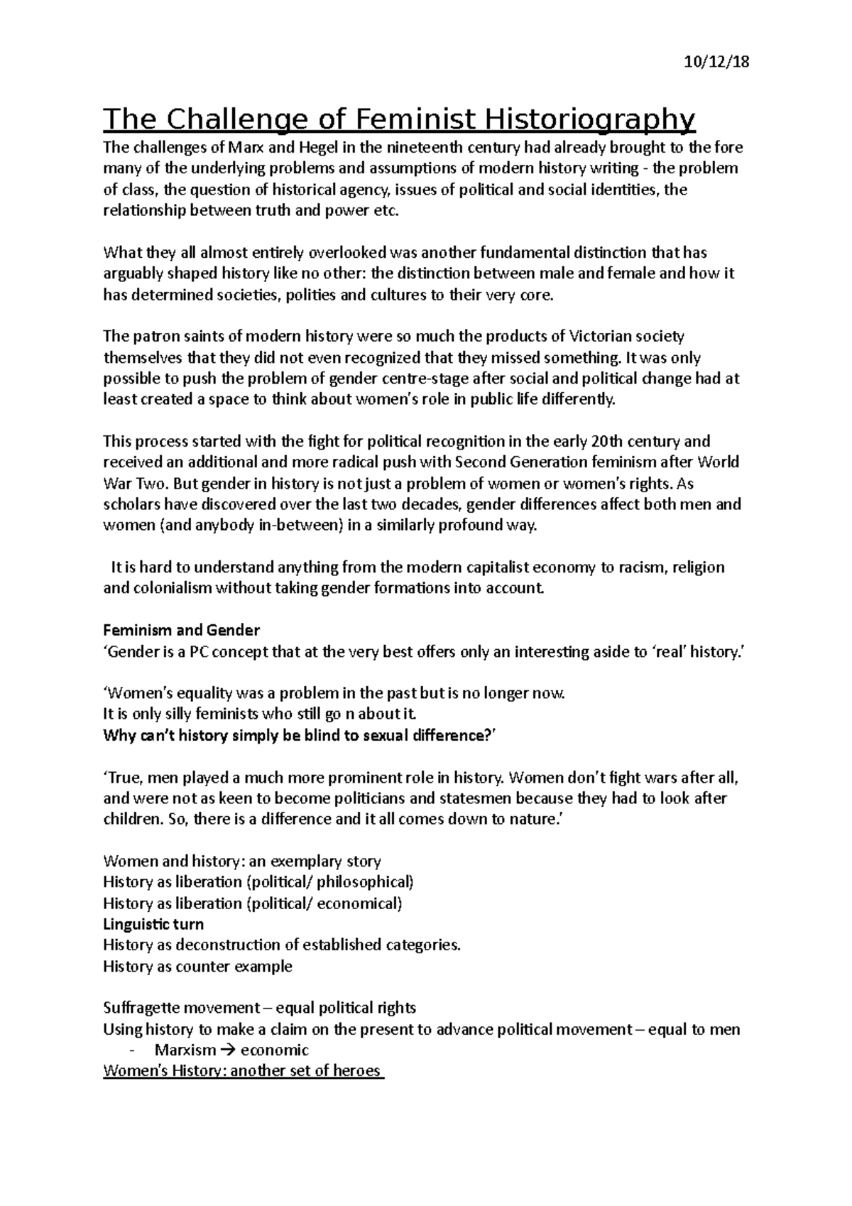 The Challenge of Feminist Historiography - 10/12/ The Challenge of ...