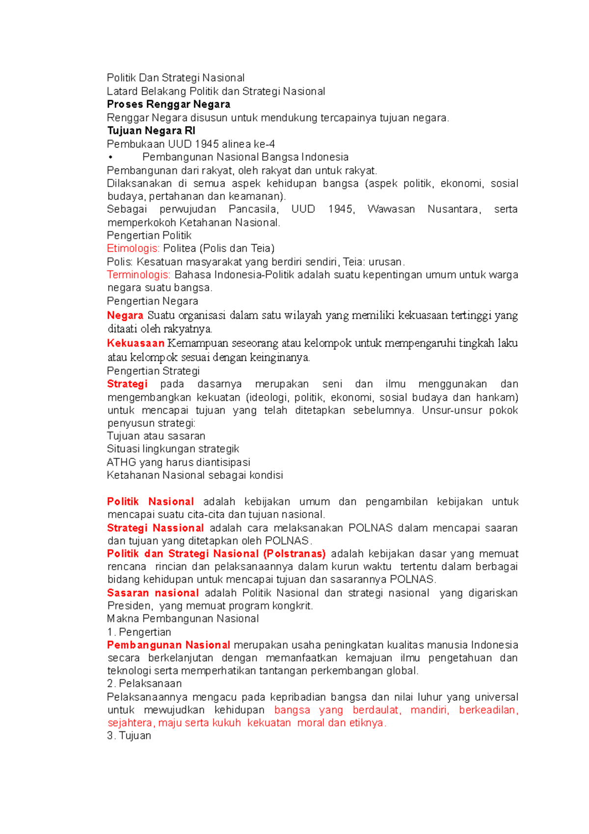 Resume Pendidikan Kewarganegaraan - Politik Dan Strategi Nasional ...