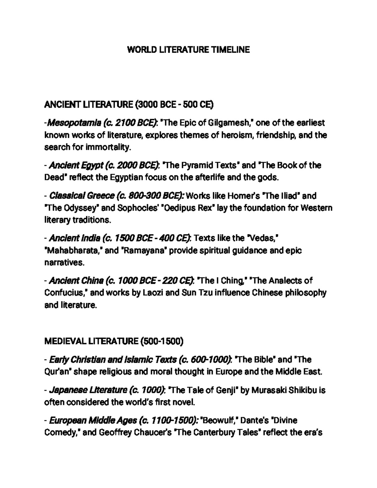 World- Literature-1 - Educational opportunities - WORLD LITERATURE ...