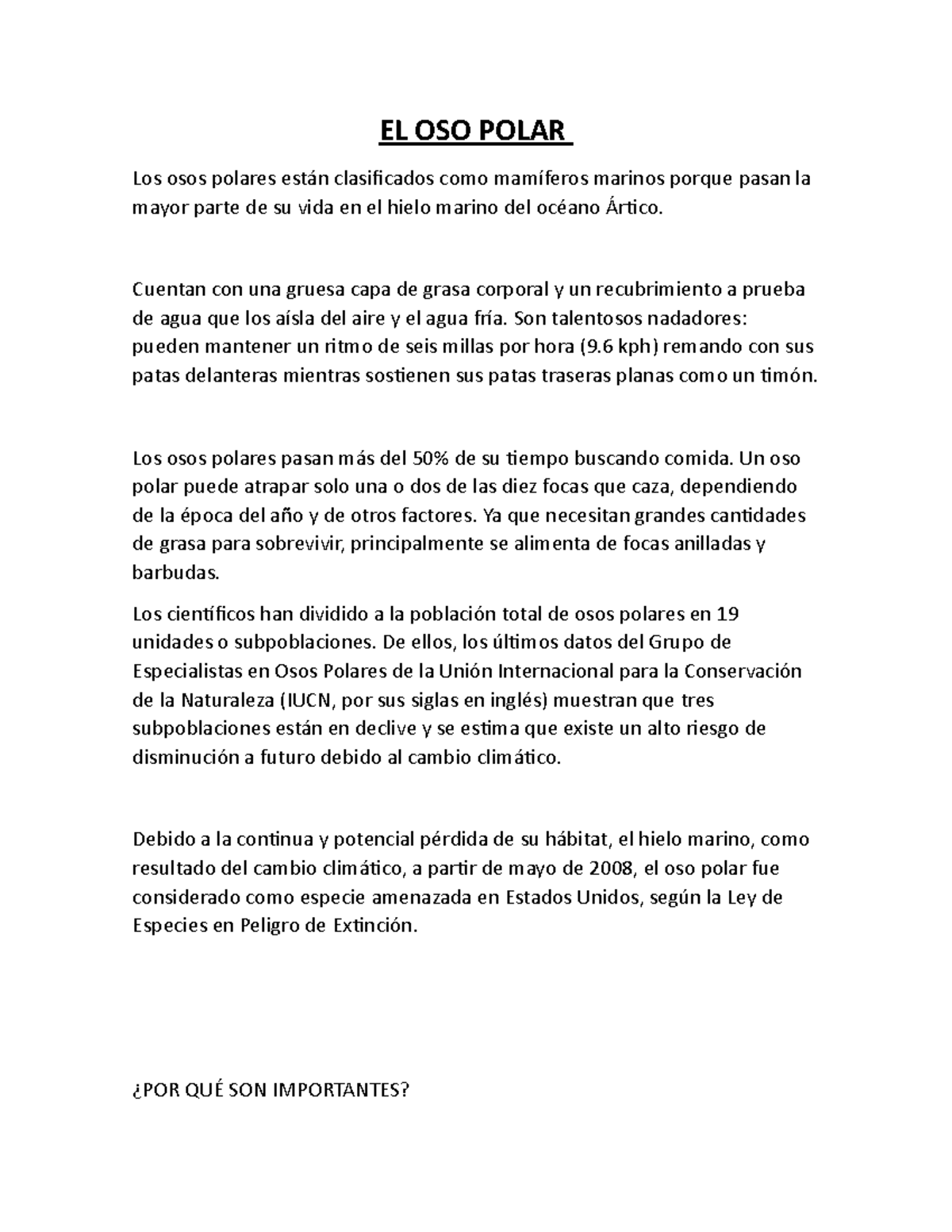 Tecnologia-2 - Espero que te sirva - EL OSO POLAR Los osos polares ...