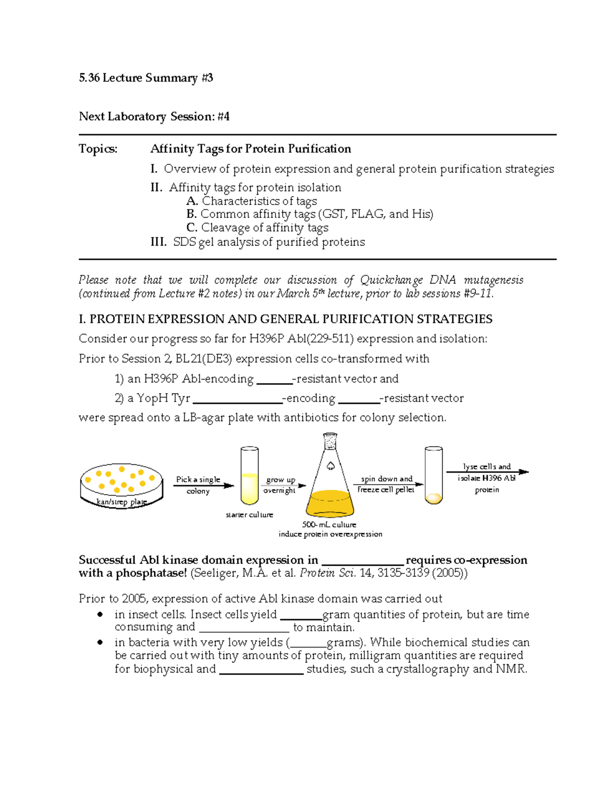 DNA digestion and PCR - 5 Lecture Summary # Next Laboratory Session ...