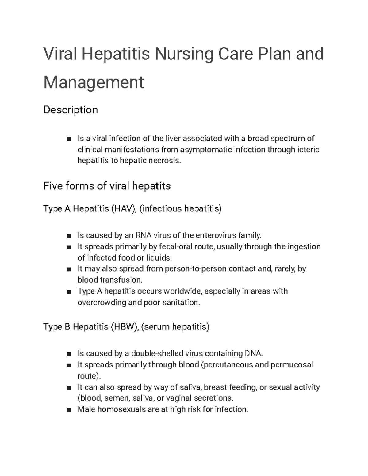 Viral Hepatitis Nursing Care Plan and Management - Viral Hepatitis ...