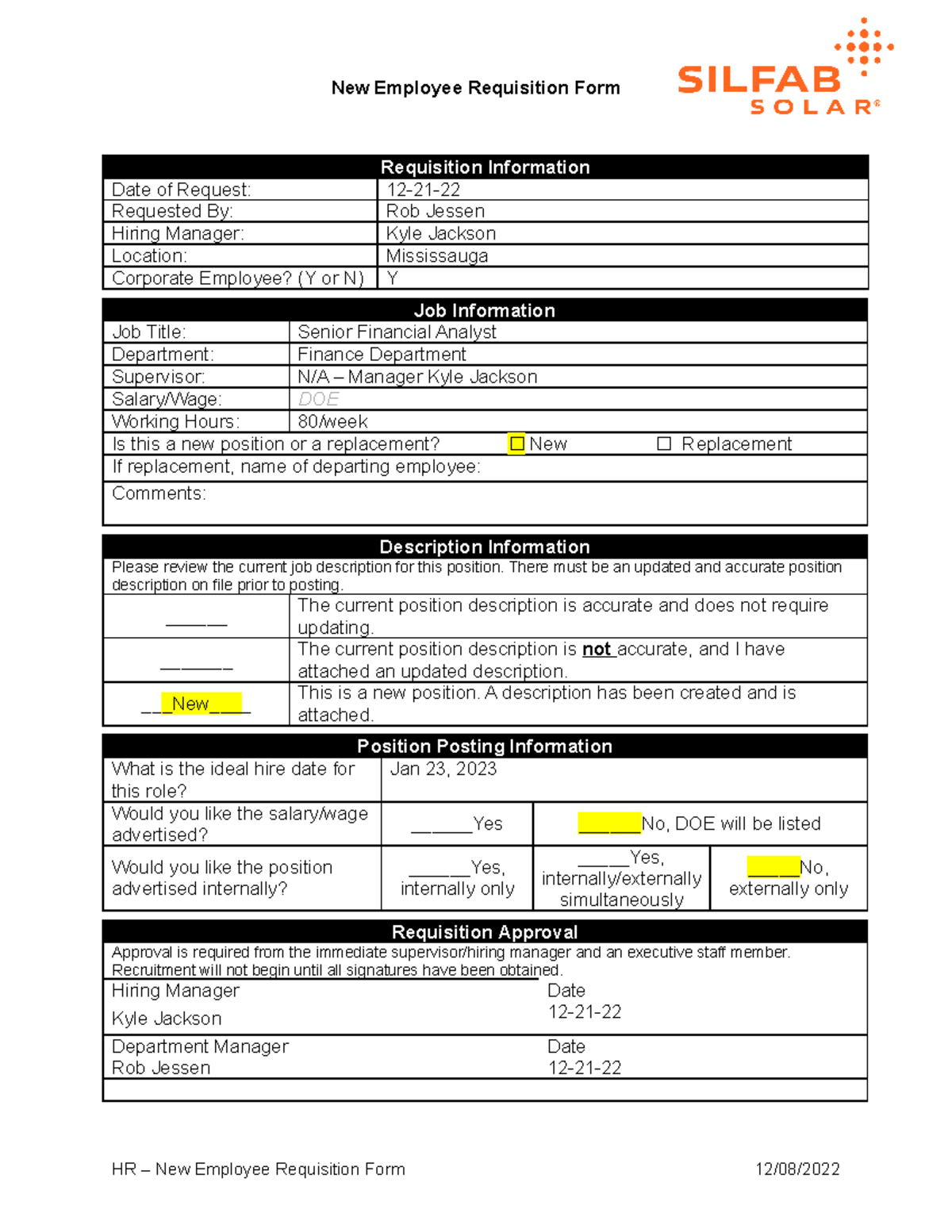 New Employee Requisition Form v1.04 - Senior Financial Analyst - New ...