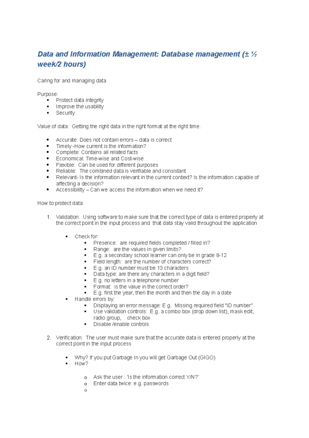 Data and Information Management Grade 12 term 1 database management ...