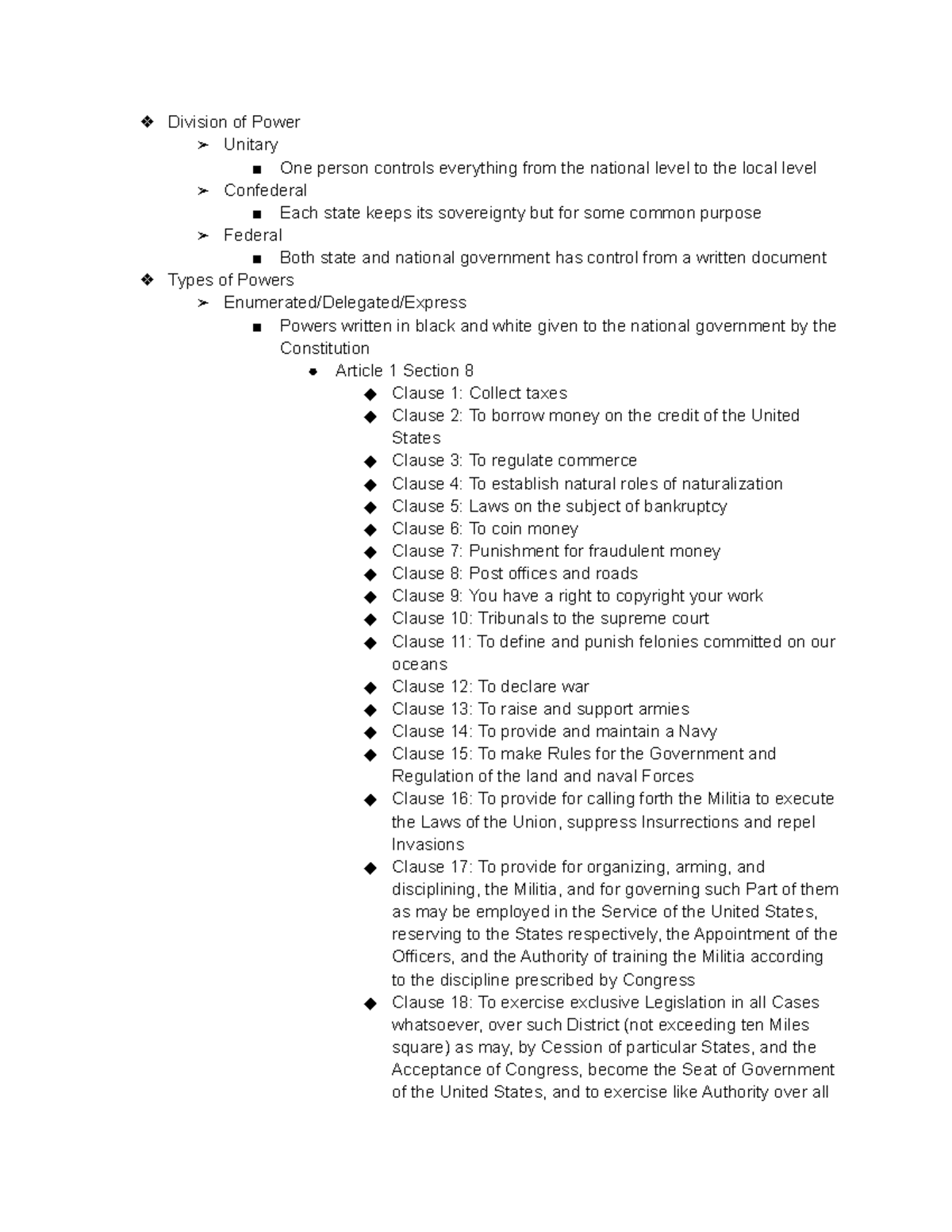 POLS Division of Power - Professor was Richard Hardy - Division of ...