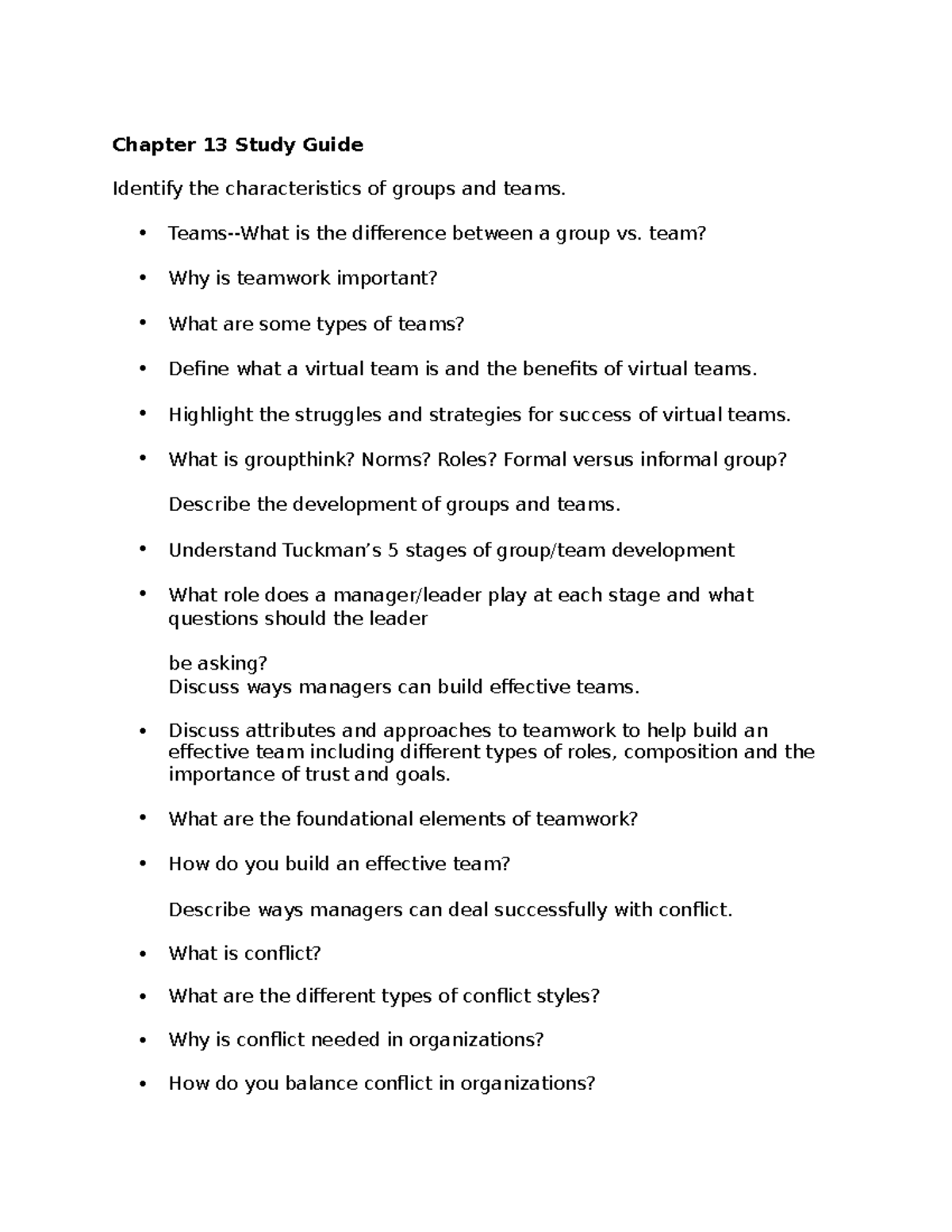 Chapter 13 Study Guide MGMT - Chapter 13 Study Guide Identify the ...