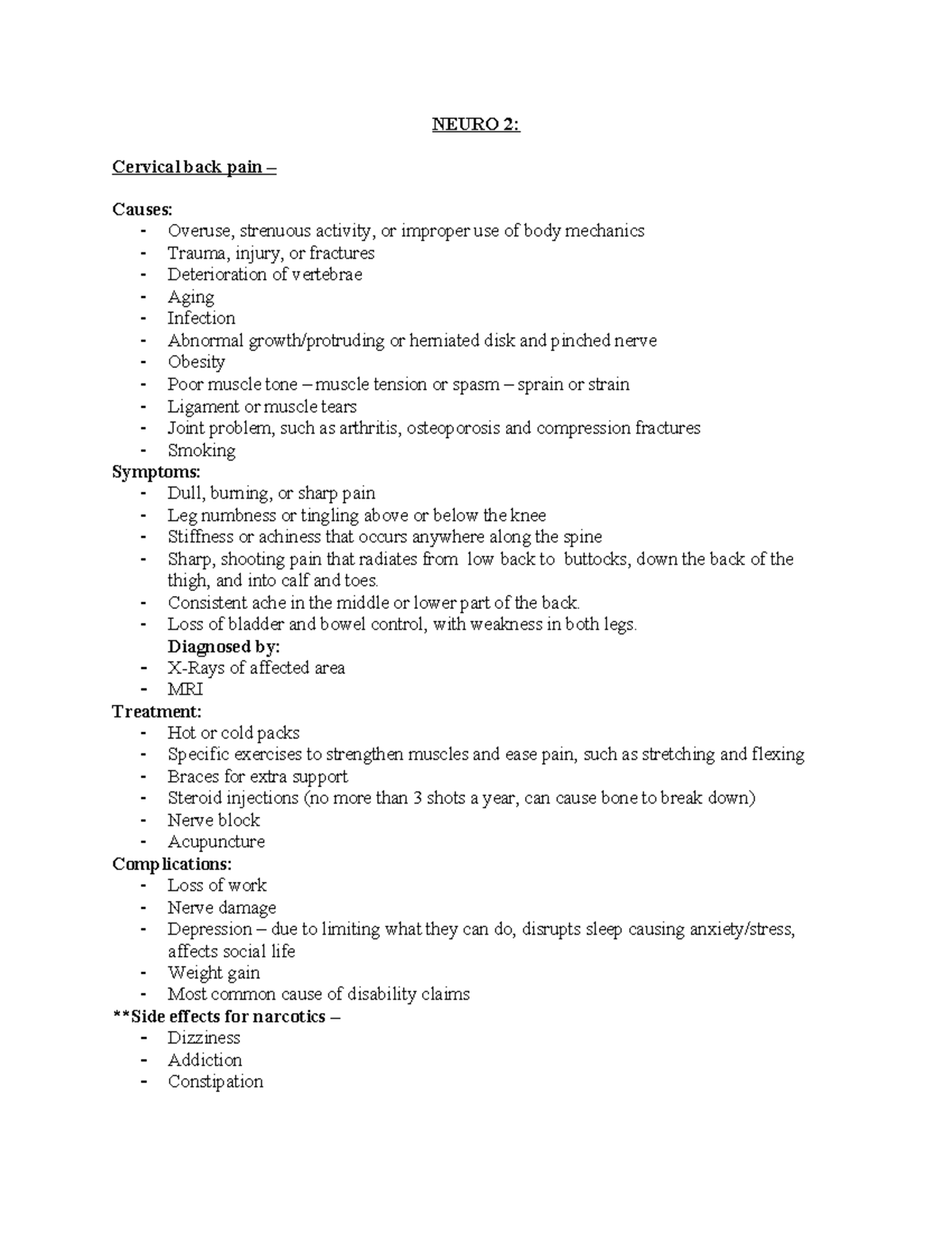 Neuro 2 - back pain, spinal shock, MS, ALS, Bell's palsy - NEURO 2 ...
