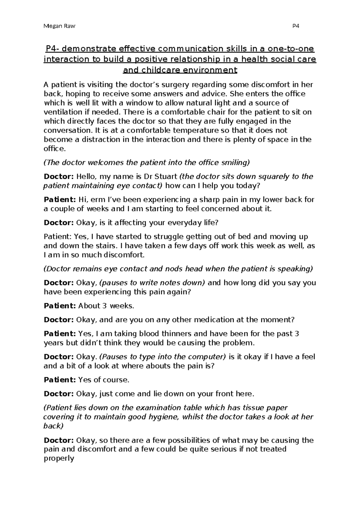 P4 Building Positive Relationships Megan Raw P P4 Demonstrate Effective Communication 
