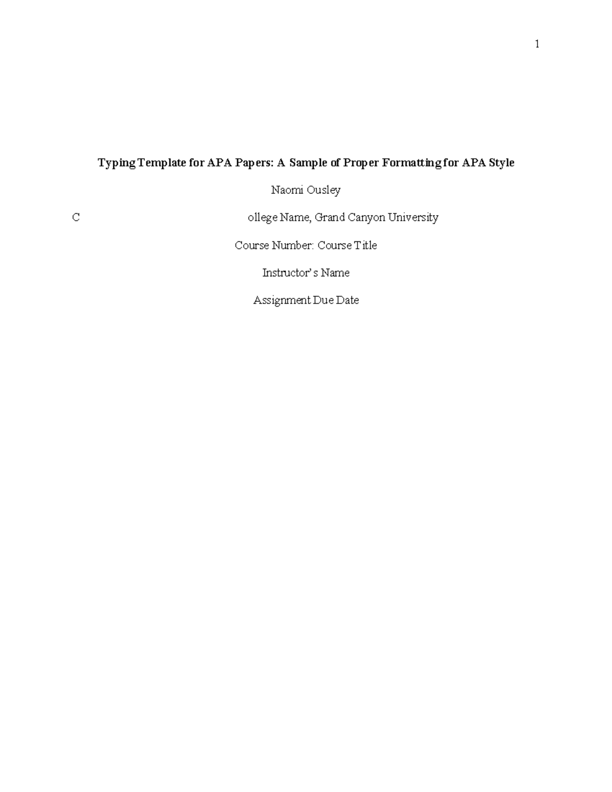 Writing center style apa 7th edition template without abstract - Typing ...