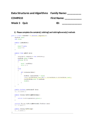 Data Structures and Algorithms - COMP610 - AUT - Studocu