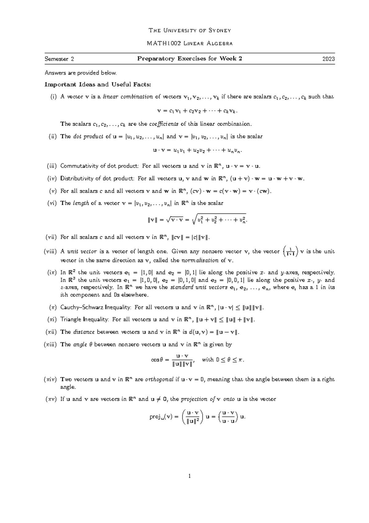 Linalg 2023week2-pre - The University of Sydney MATH1002 Linear Algebra ...