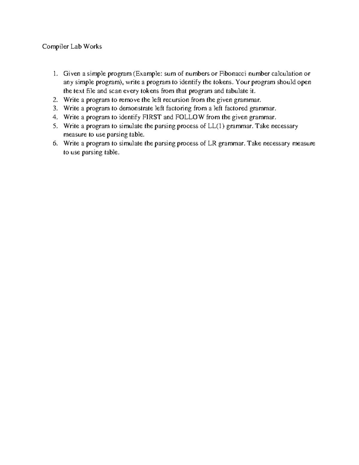 Compiler-Lab-works Remaining - Compiler Lab Works Given a simple ...