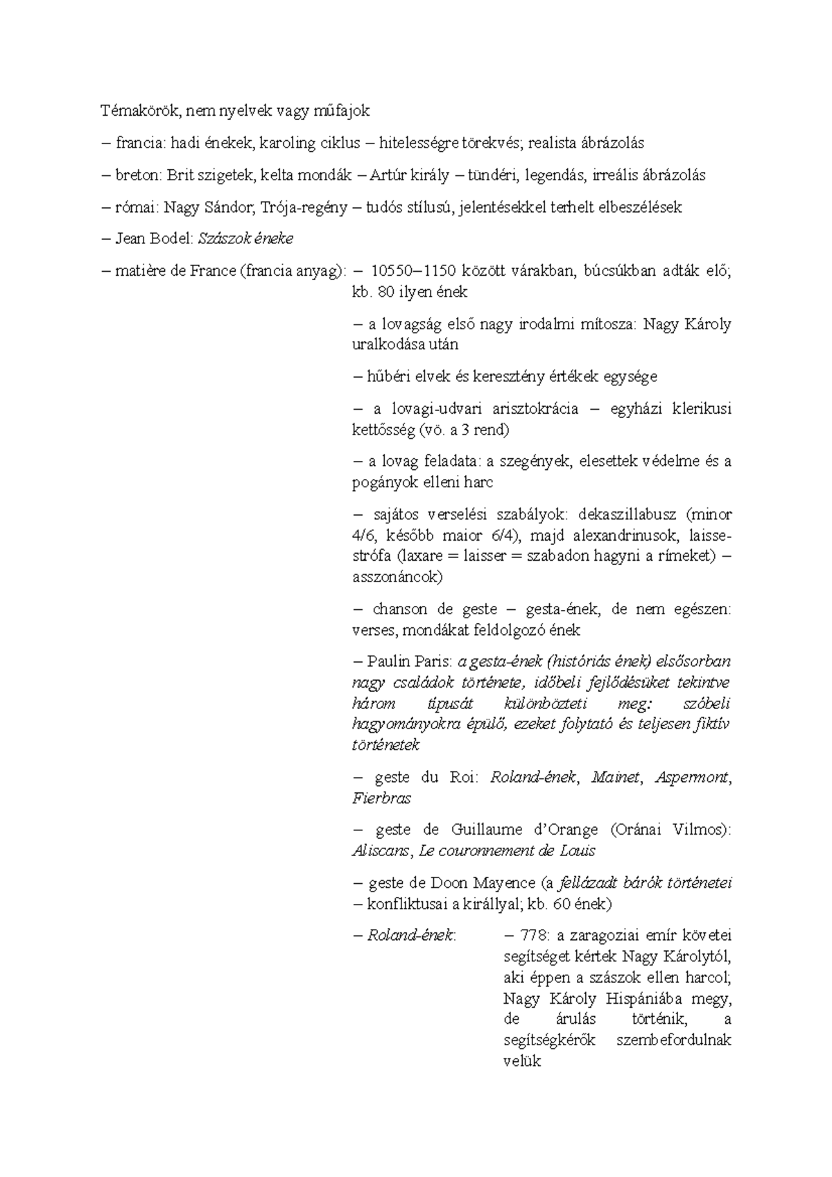 2023 03 14 - Középkor_reneszánsz - Témakörök, nem nyelvek vagy műfajok ...