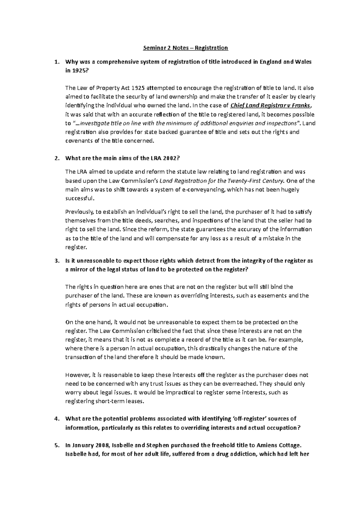 Seminar 2 Notes - Registration - Seminar 2 Notes – Registration 1. Why ...