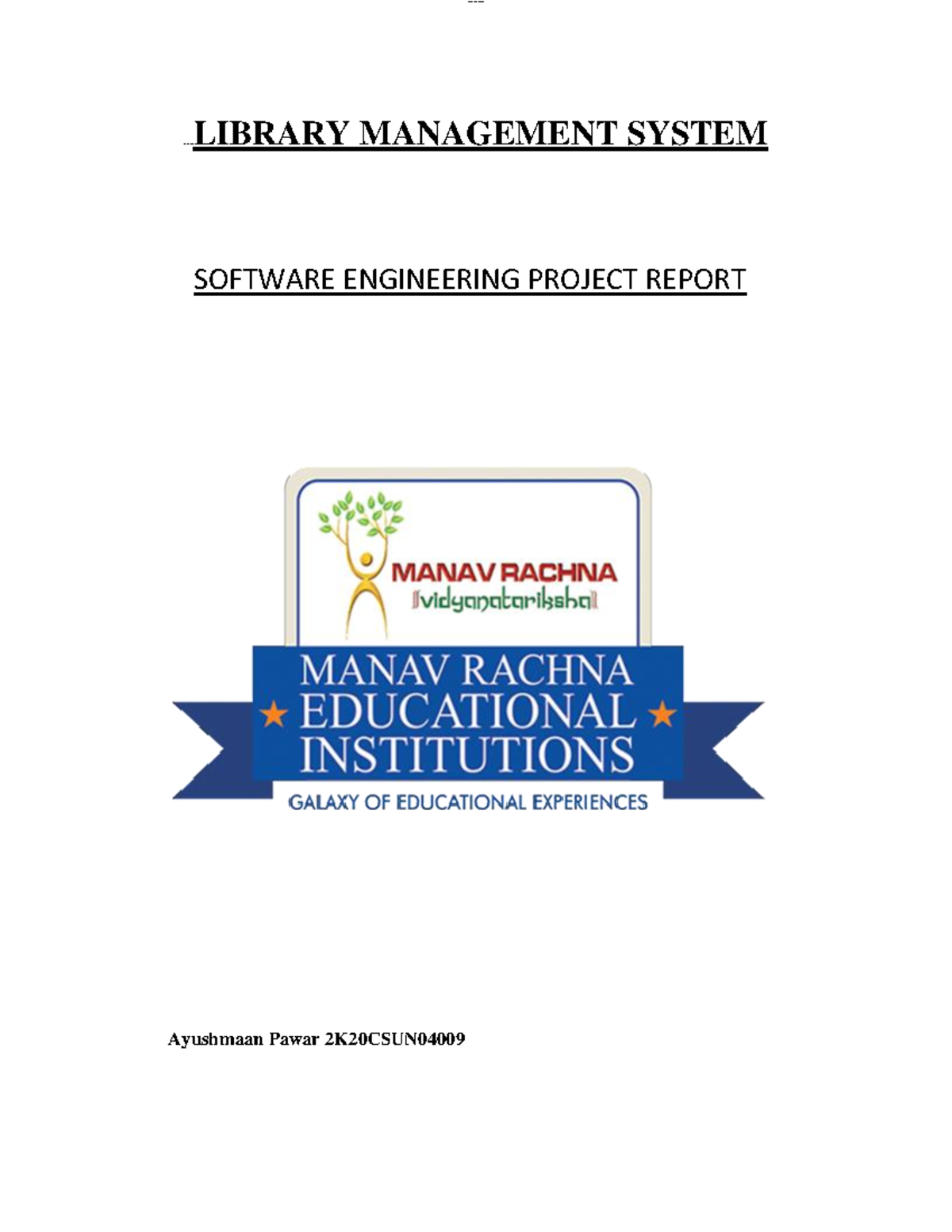Ayush Singh Btech Cse Lomoar Cpsdlibrary Management System Software Engineering Project Report