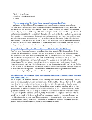 Week 8 News report - Week 8 News Report American National Government 3 ...