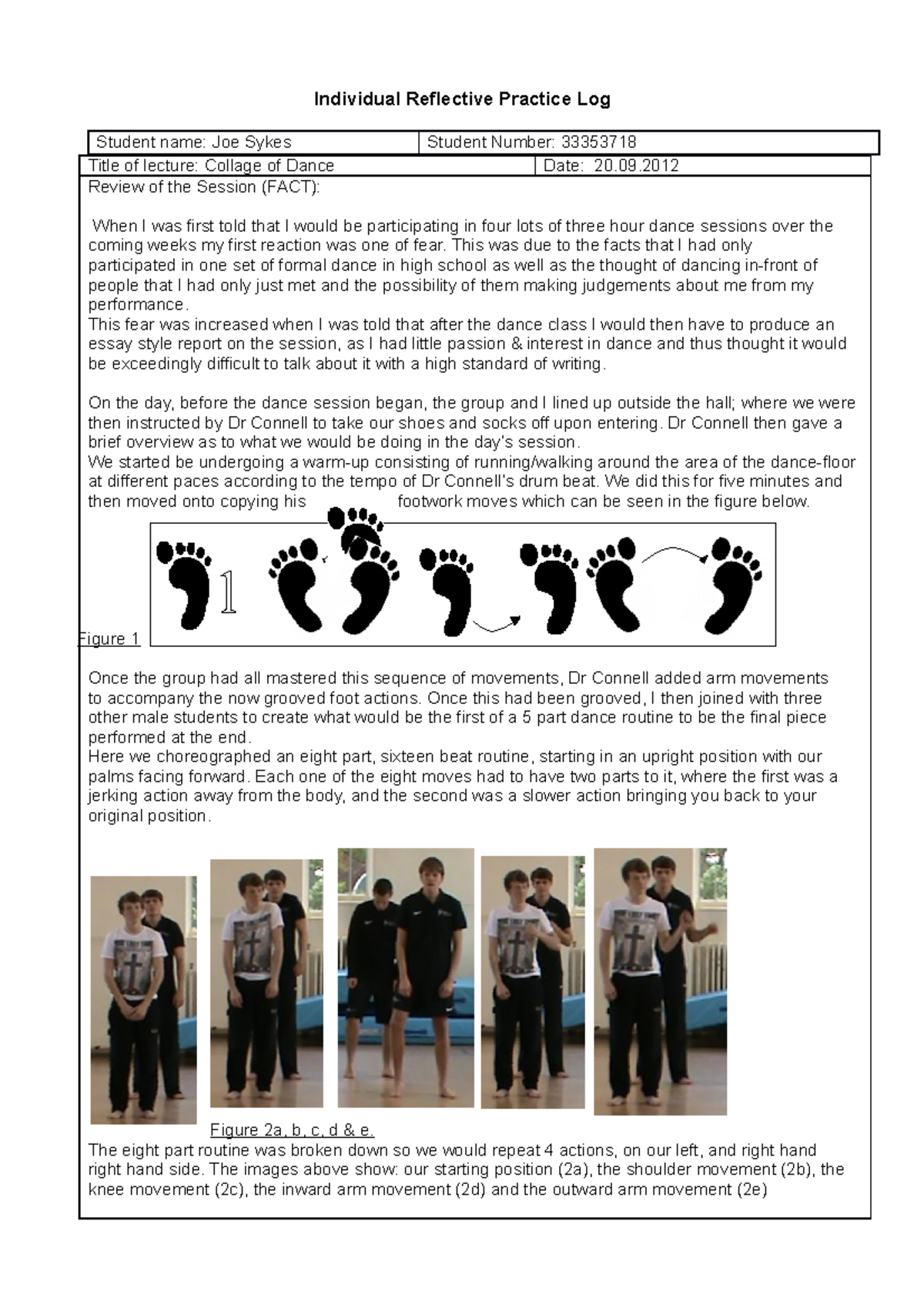 IRPL Collage Of Dance – 20-09-12 - Individual Reflective Practice Log ...