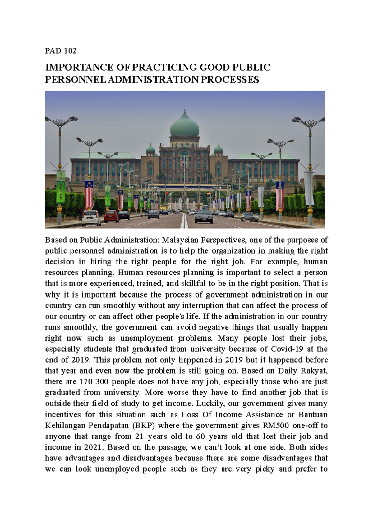 PAD 102 ( Importance) - PAD 102 IMPORTANCE OF PRACTICING GOOD PUBLIC PERSONNEL ADMINISTRATION ...