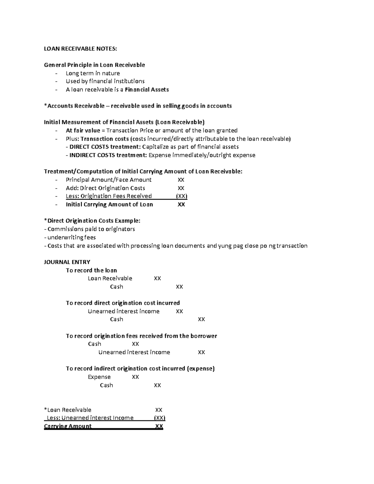 LOAN Receivable merged - LOAN RECEIVABLE NOTES: General Principle in ...