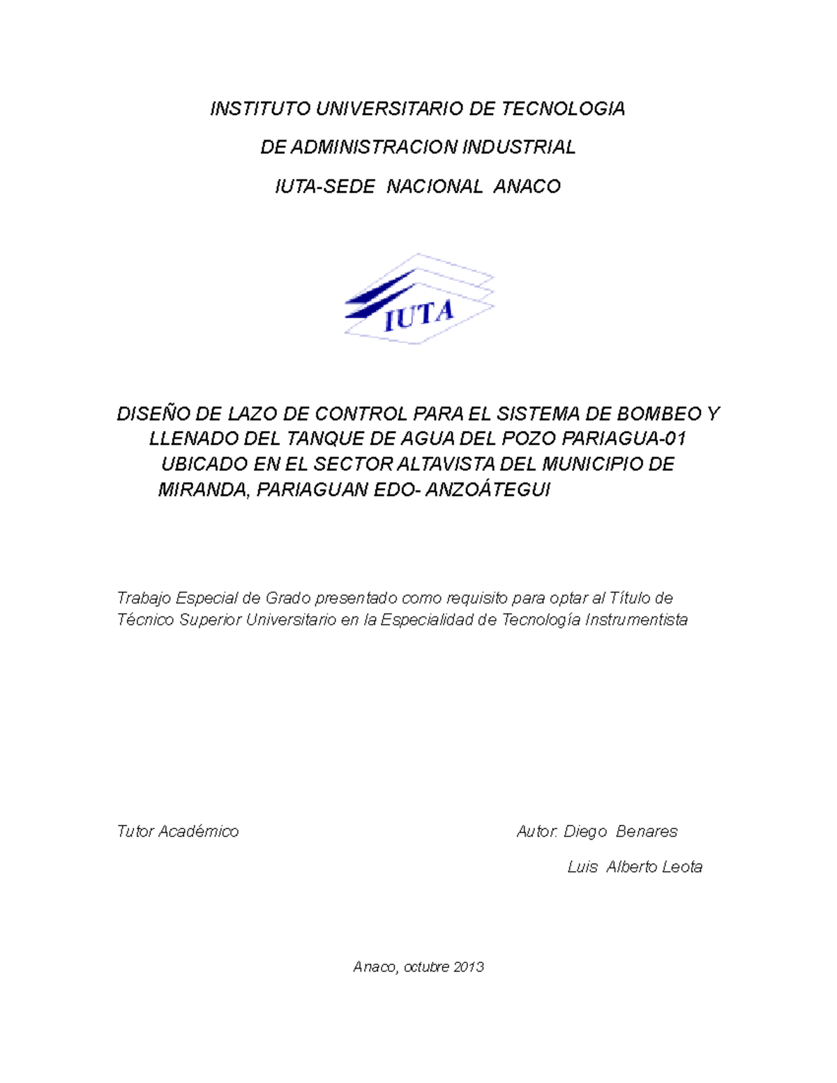 Titulo - colaborar - INSTITUTO UNIVERSITARIO DE TECNOLOGIA DE ...