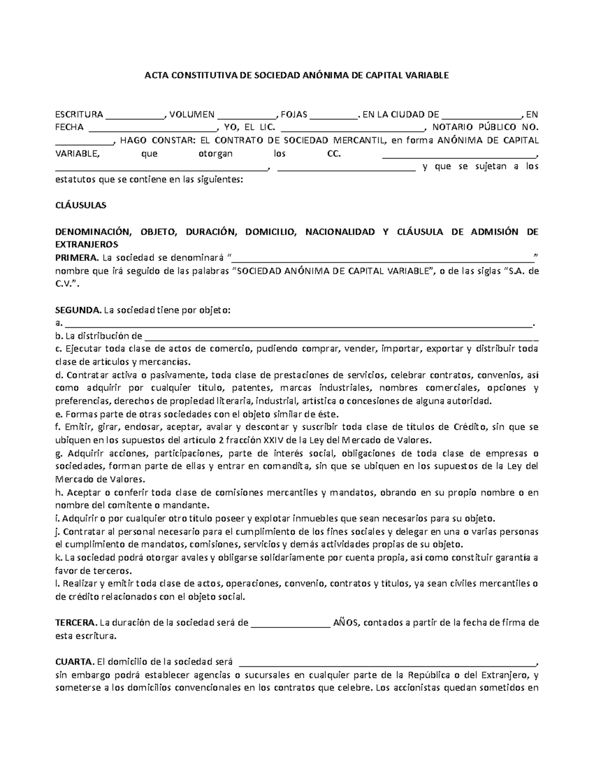 ACTA Constitutiva vxdf - Economía Y Ecología - IPN - Studocu