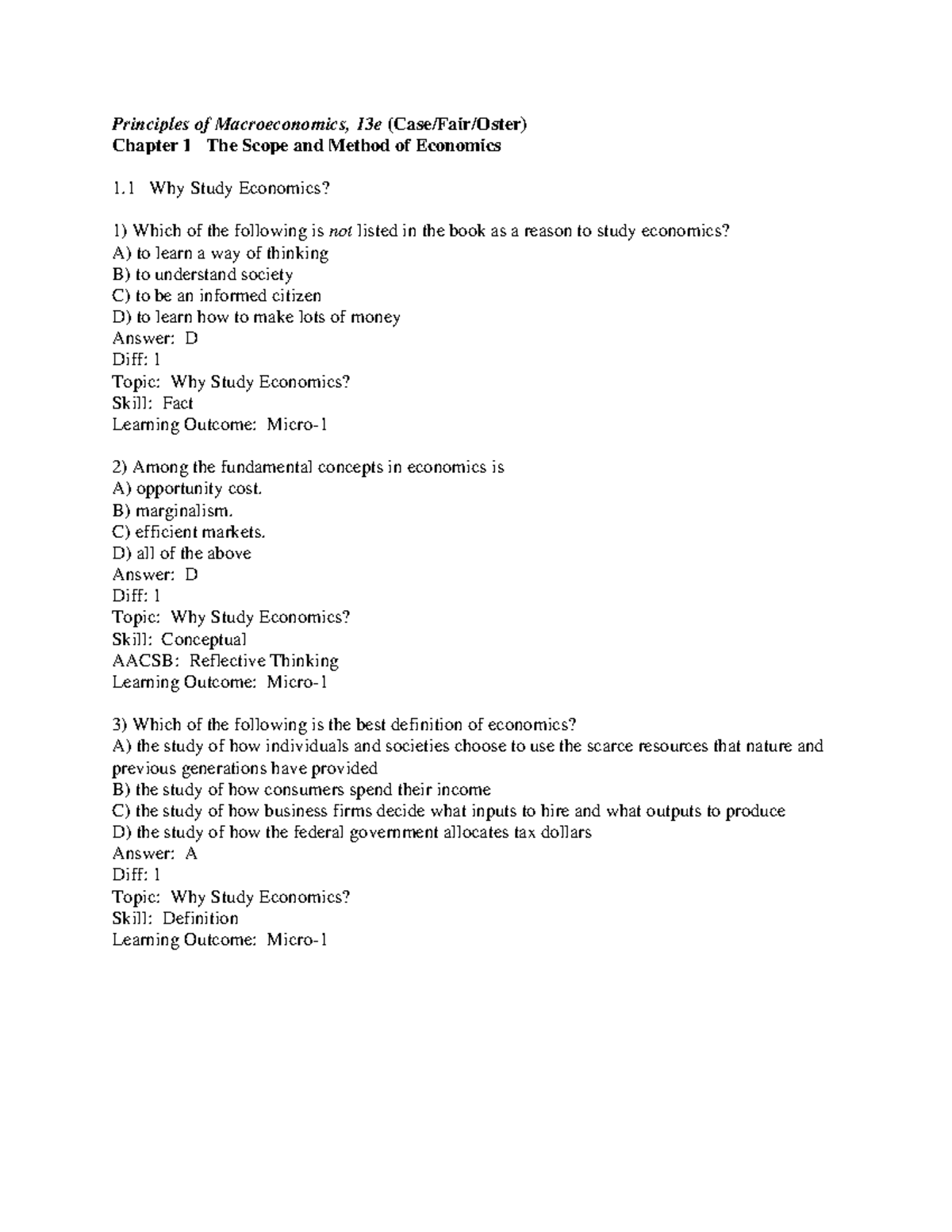 Chapter 1 - Principles of Macroeconomics, 13e (Case/Fair/Oster) Chapter ...