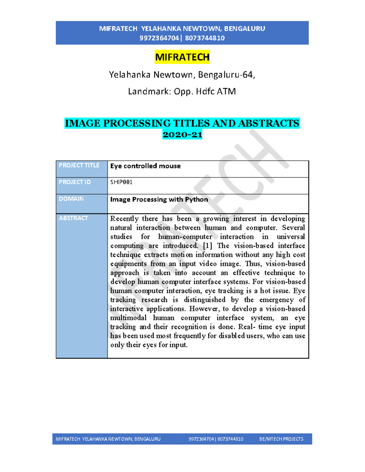 Image Processing Project LIST - 9972364704| 8073744810 MIFRATECH ...