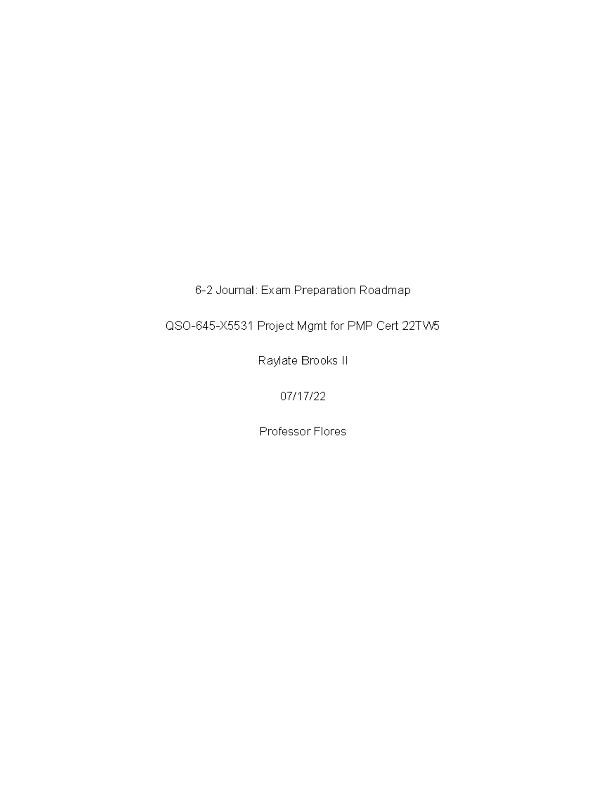 6-2 Journal Exam Preparation Roadmap - 6-2 Journal: Exam Preparation ...