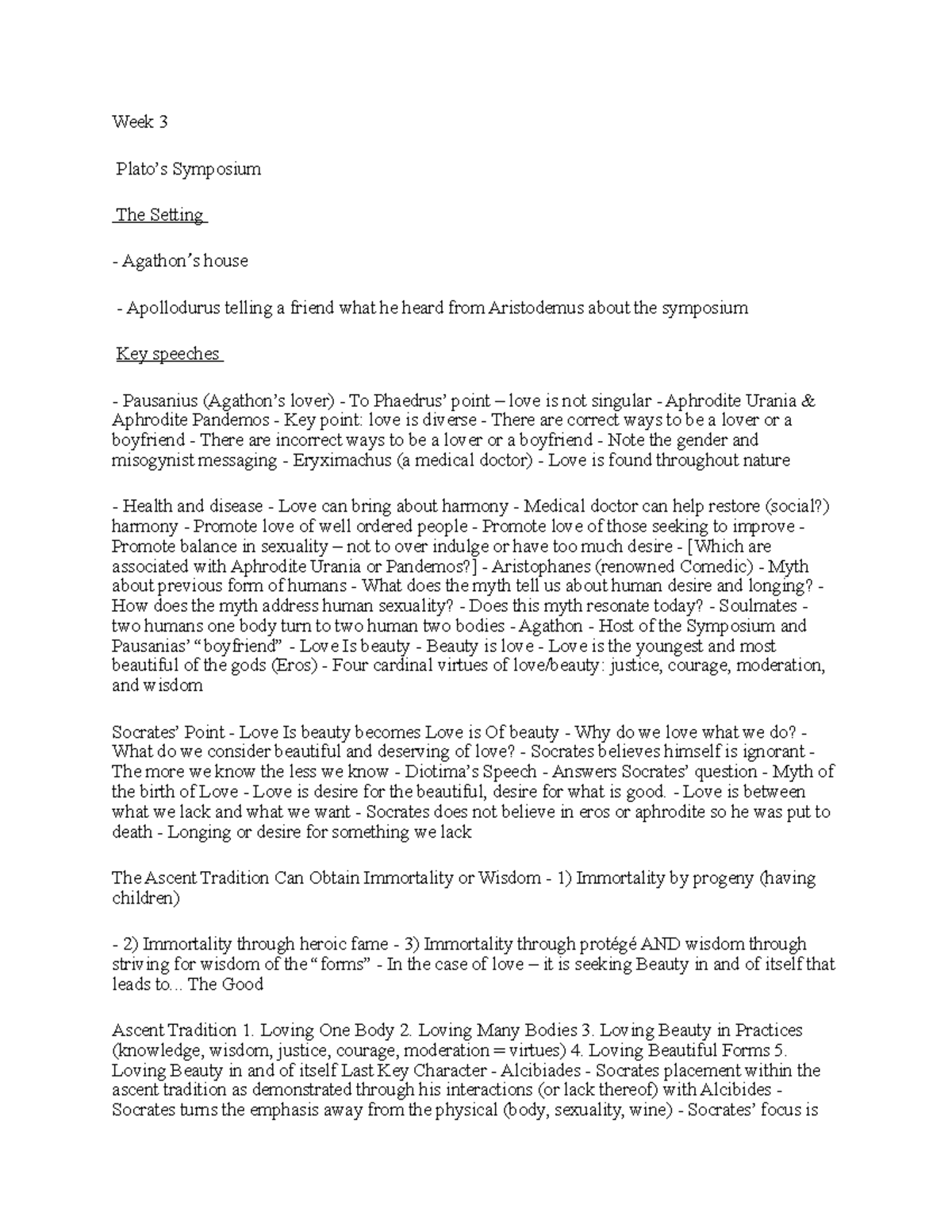 Love and its myths week 3 - Week 3 Plato’s Symposium The Setting ...