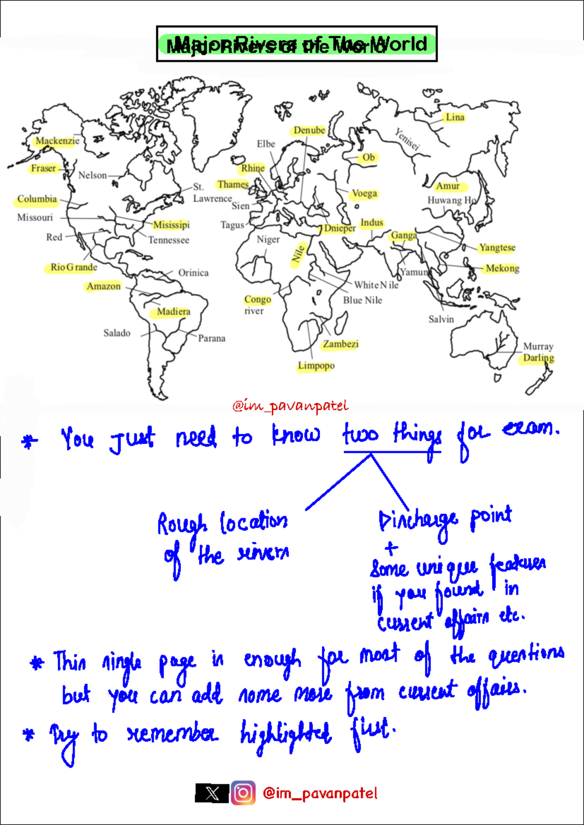 World Major Maps Part 1 by Pavan Patel - @im_pavanpatel Major Rivers of ...