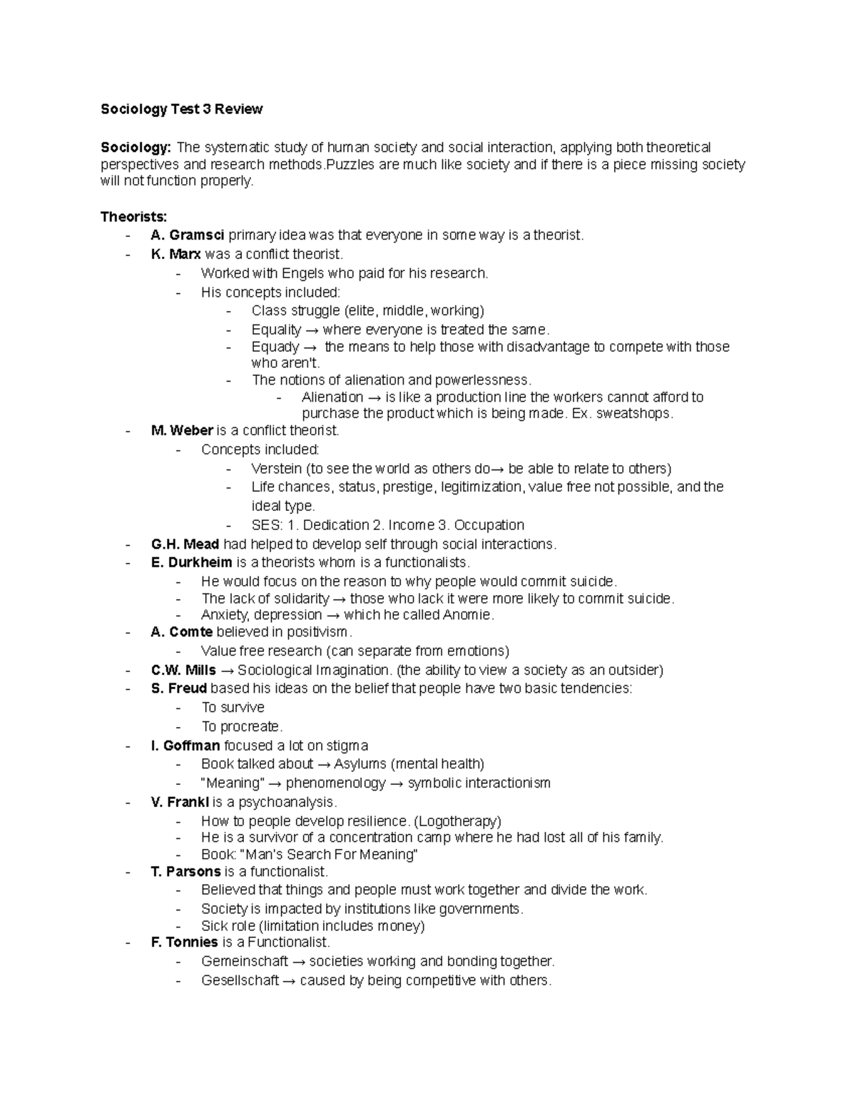 Sociology Test 3 Review - Sociology Test 3 Review Sociology: The ...