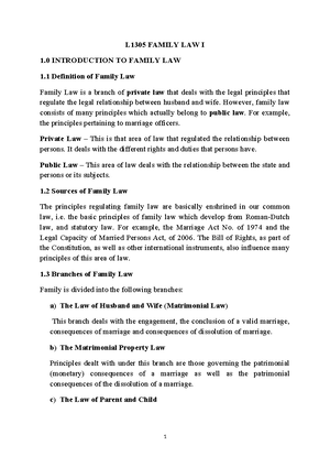 Family-law-notes - Study material - FAMILY LAW: The engagement – is a ...