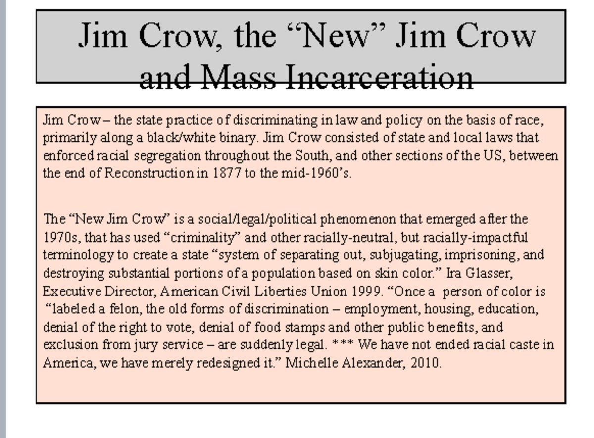 Jim Crow notes - This course was taught by Glenn Morris and Karen. it ...