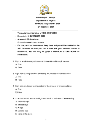 SPHS012 MAIN EXAM-2019 - UNIVERSITY OF LIMPOPO FACULTY OF SCIENCE ...