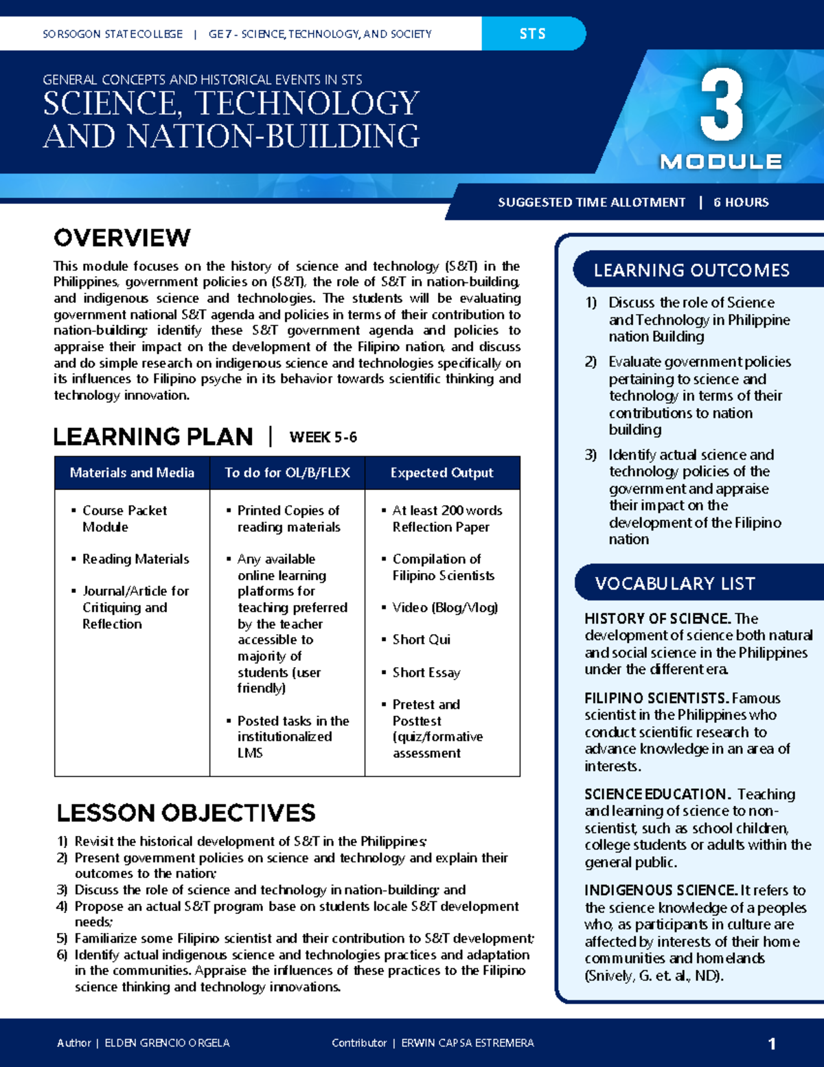 STSModule 3 - STS complete module 3 - This module focuses on the ...
