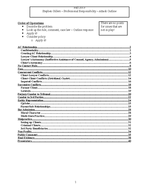 PROFESSIONAL RESPONSIBILITY OUTLINE - P R O F E S S I O N A L R E S P O ...