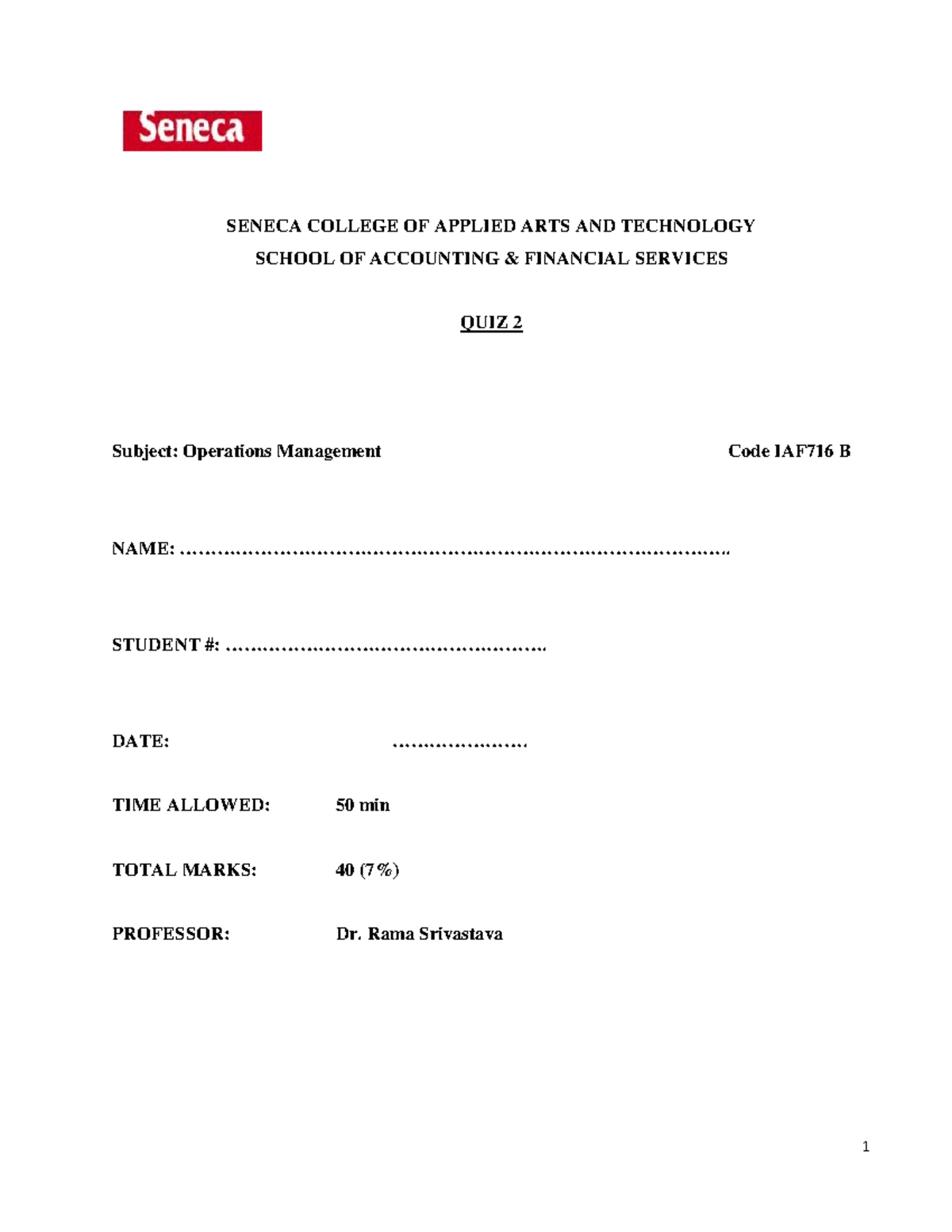 Quiz 2V.B M/C Answers - SENECA COLLEGE OF APPLIED ARTS AND TECHNOLOGY ...