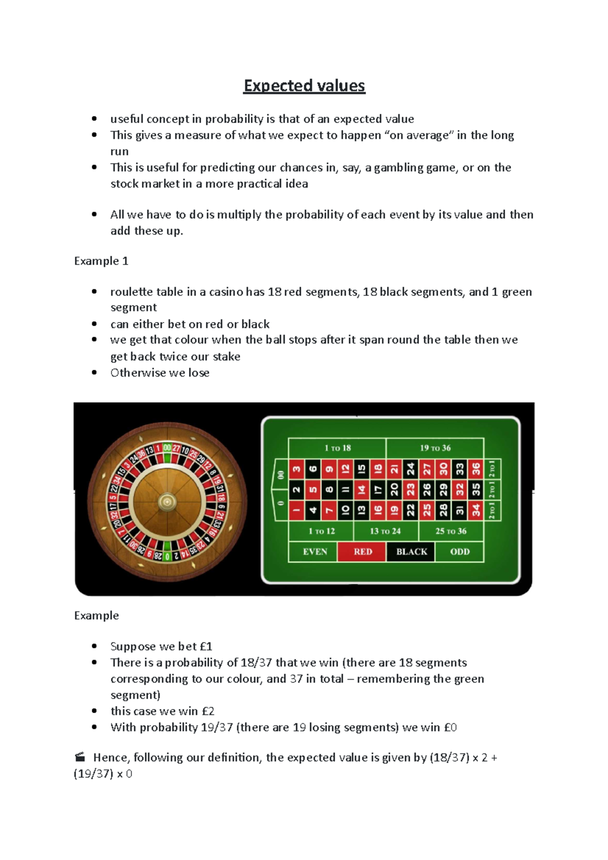 Expected values - Expected values useful concept in probability is that ...