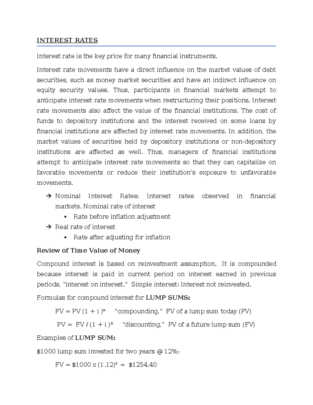 Interest Rates - You will get the document inside - INTEREST RATES ...
