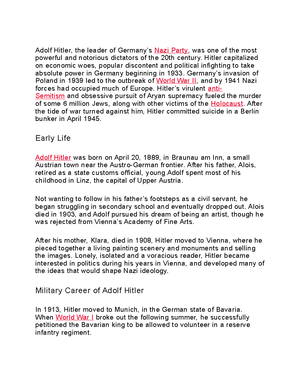 Hitlers Early Years - Adolf was a known person thought-out history and ...