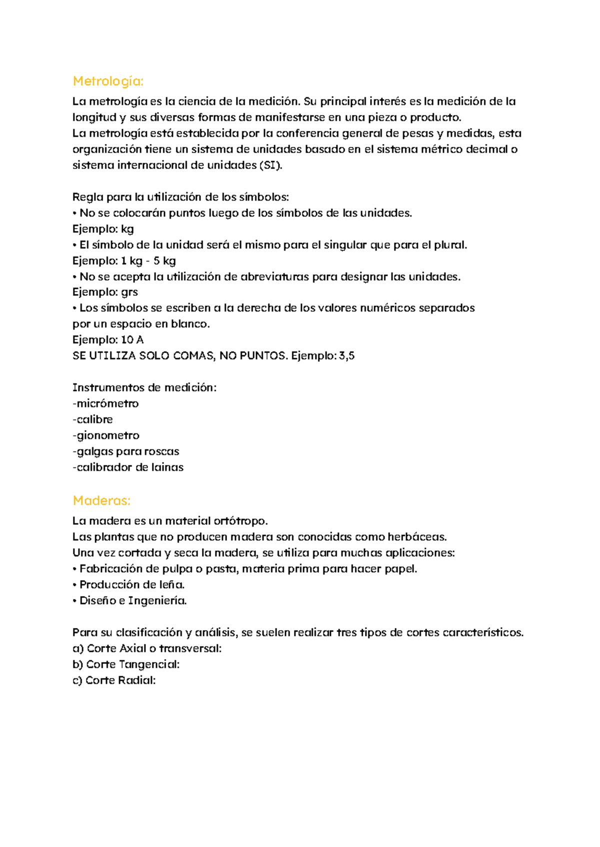 Parcial de tecno 1 1b - Metrología: La metrología es la ciencia de la ...