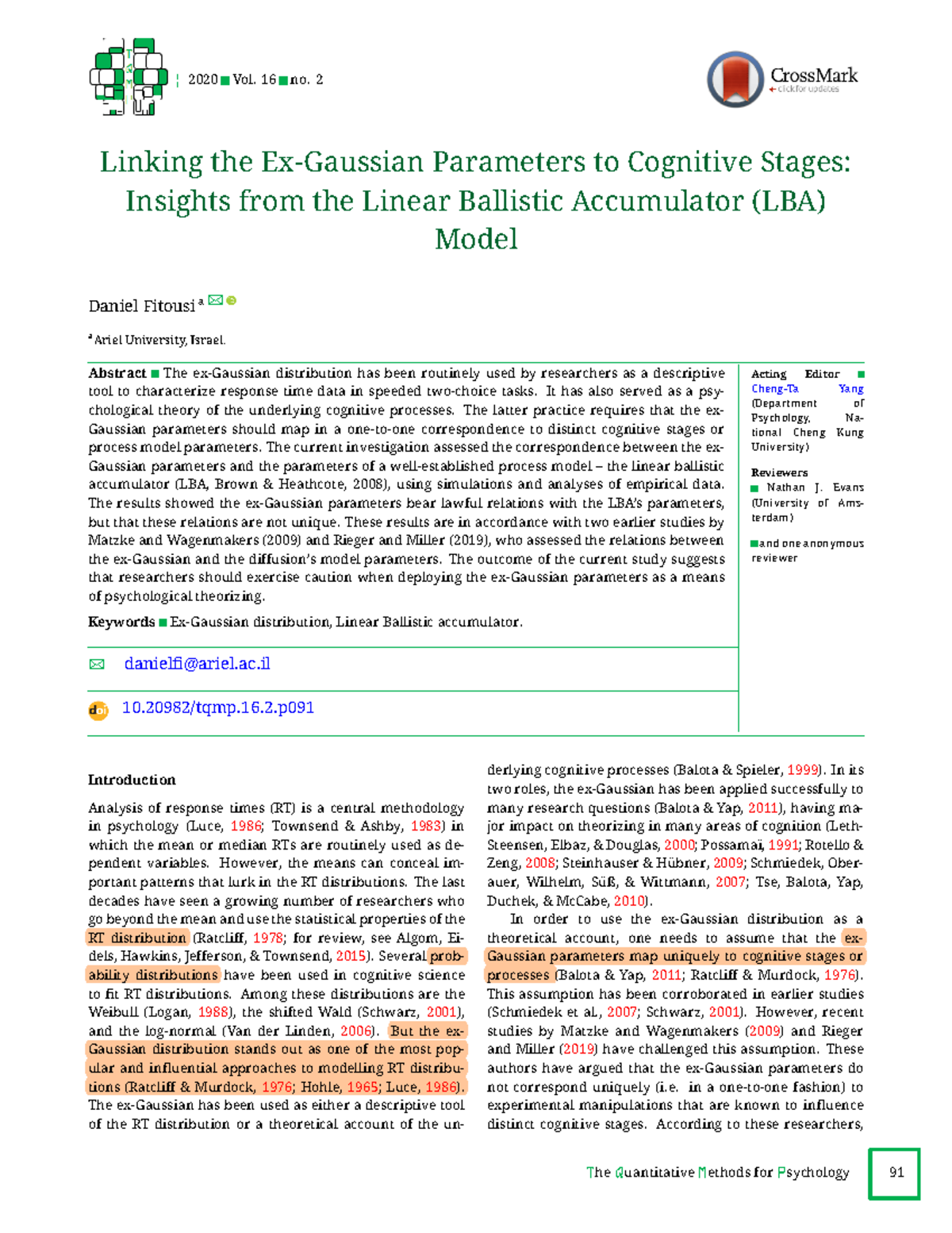 Analyses on the ex-Gaussian parameters - Linking the Ex-Gaussian ...