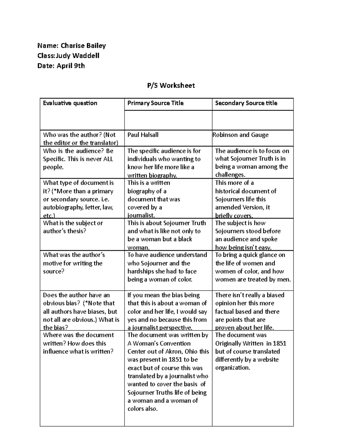 PS Worksheet edited 3-2021 copy - Name: Charise Bailey Class:Judy ...