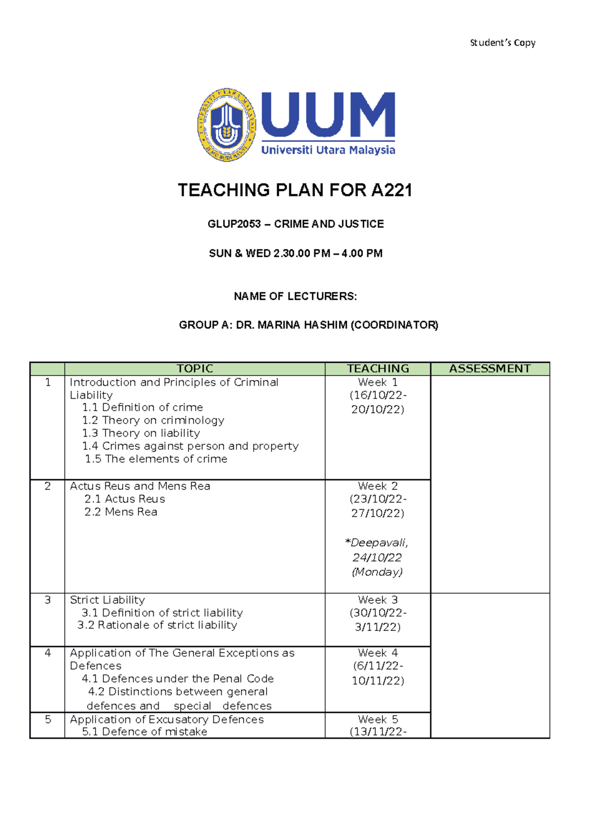 Crime and Justice - A221 Teaching Plan Assessment Coursework (Revised ...