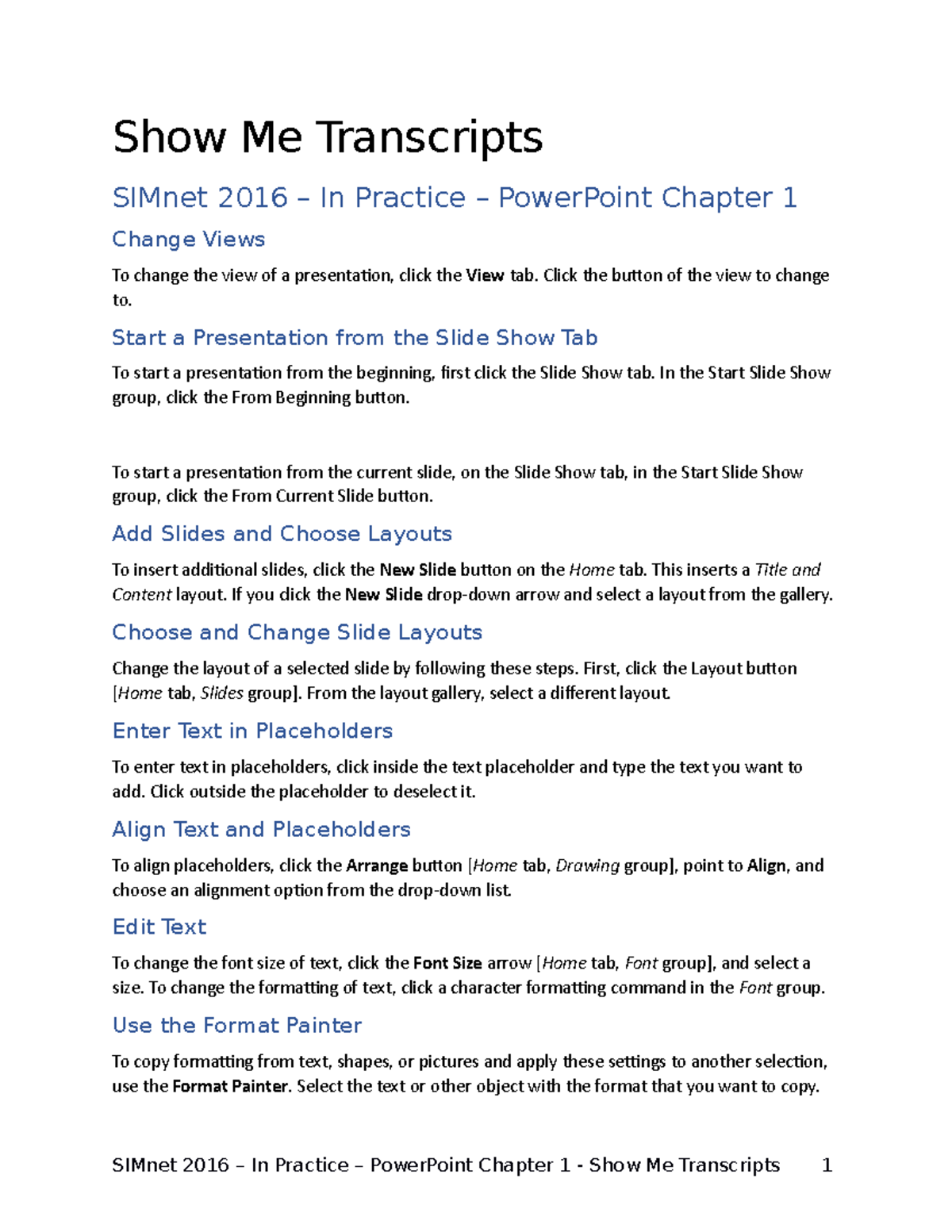 SM Transcripts In Practice Power Point Chapter 01 - Show Me Transcripts ...