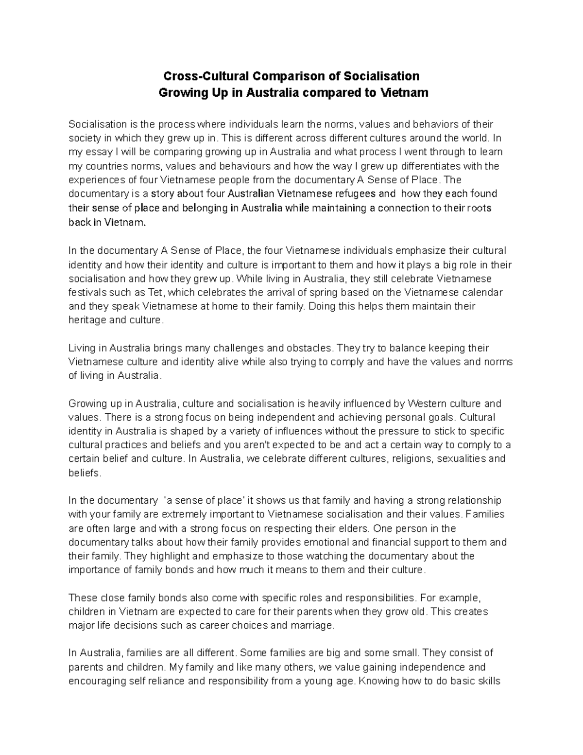 Cross-Cultural Comparison of Socialisation - This is different across ...