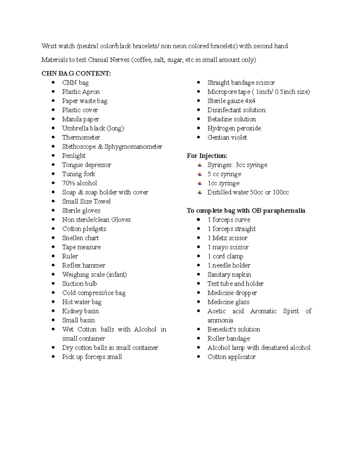 Community Health Nursing Bag Paraphernalia - Wrist watch (neutral color ...