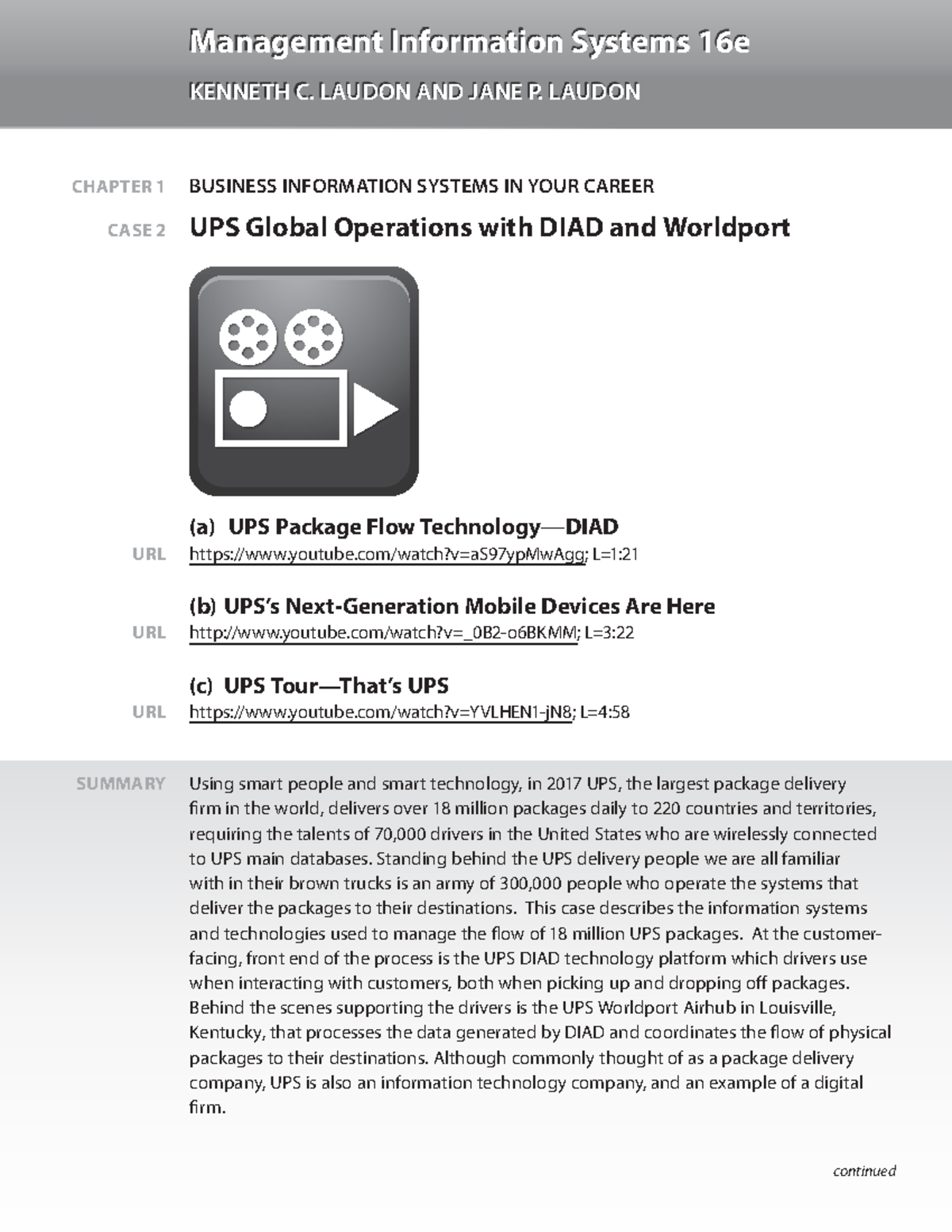 MIS16 CH01 Case2 UPS - Management Information Systems 16e KENNETH C ...